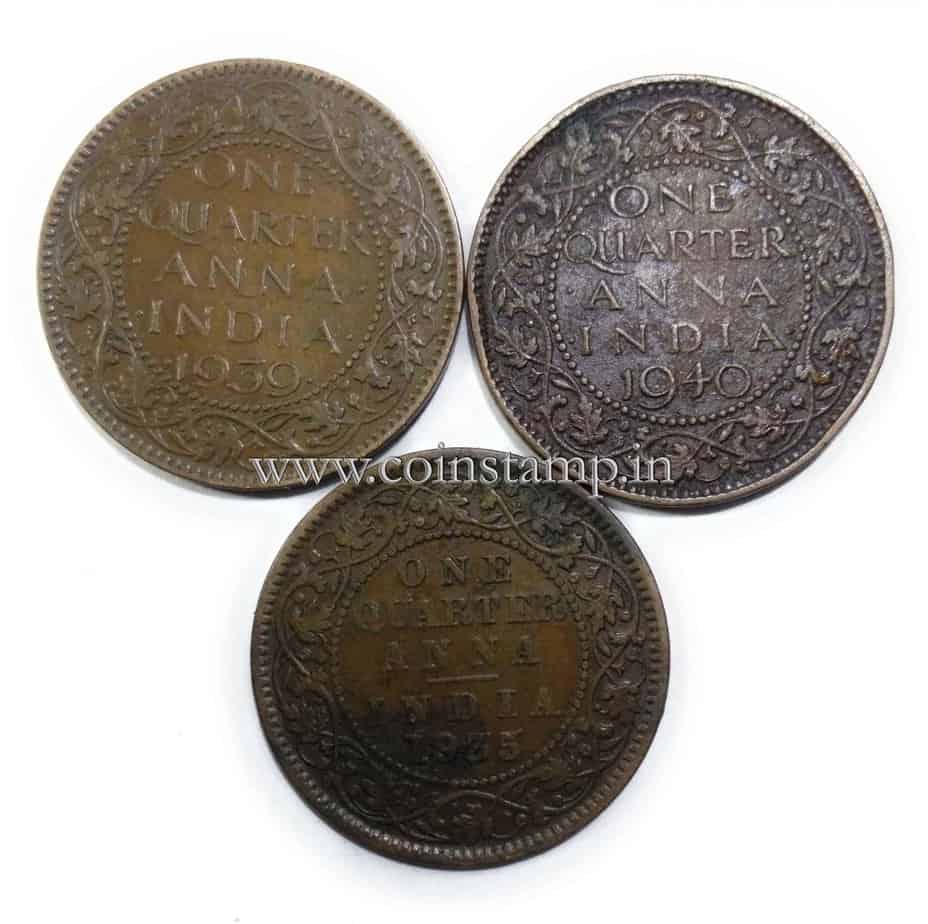British-India-3-Different-Quarter-Anna-from-1920-to-1947-period-@-Coins ...