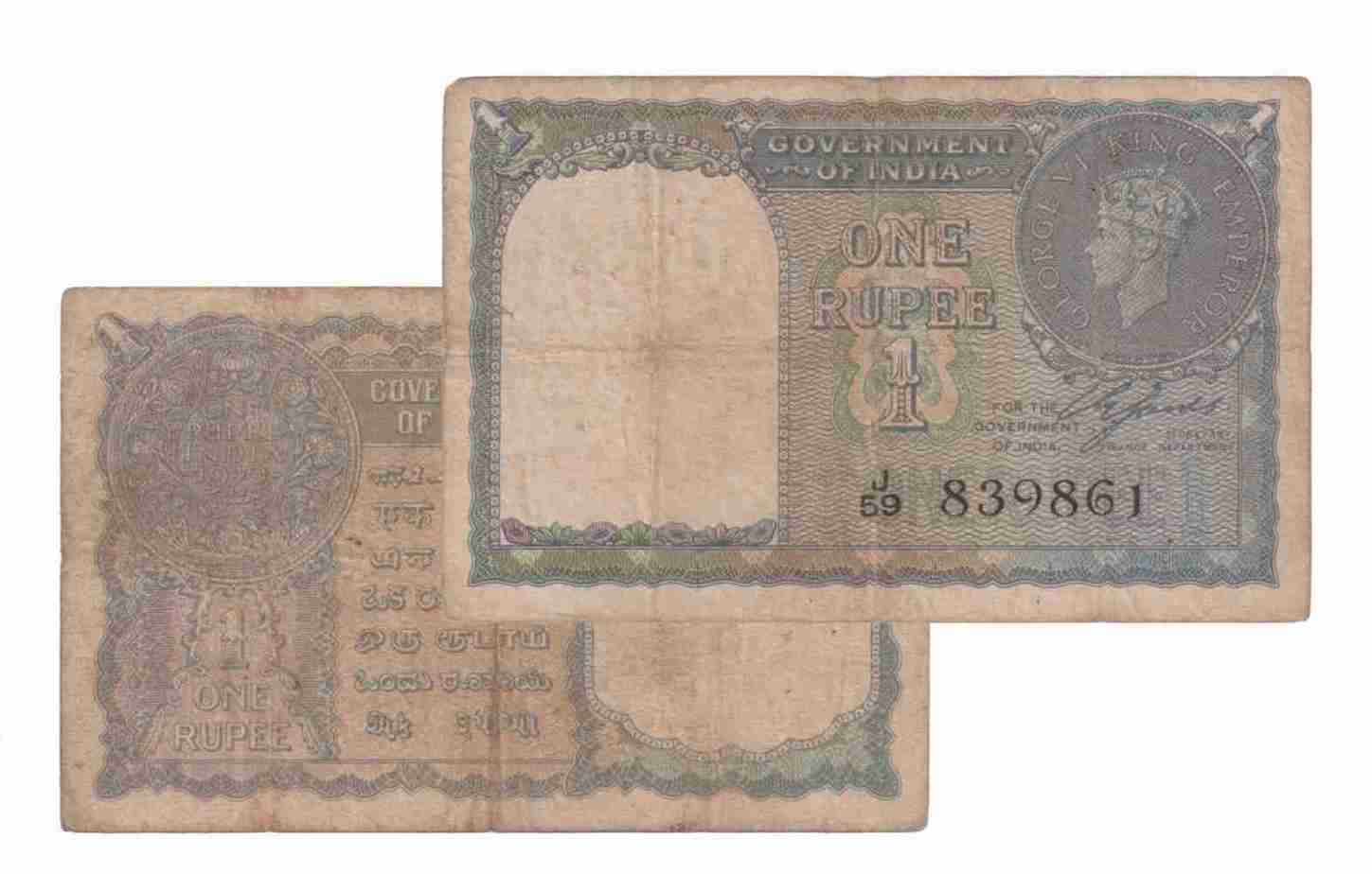British India Rupee Note King George 6 @ www.coinstamp.in