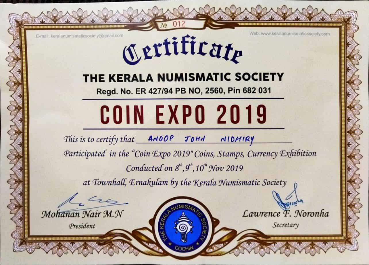 Certificate - CoinStamp.in