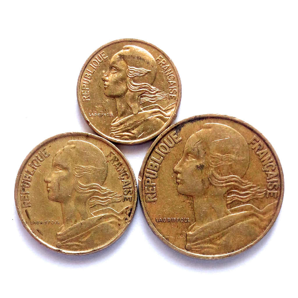 France 3 Different Centimes Coins Set Used - CoinStamp.in