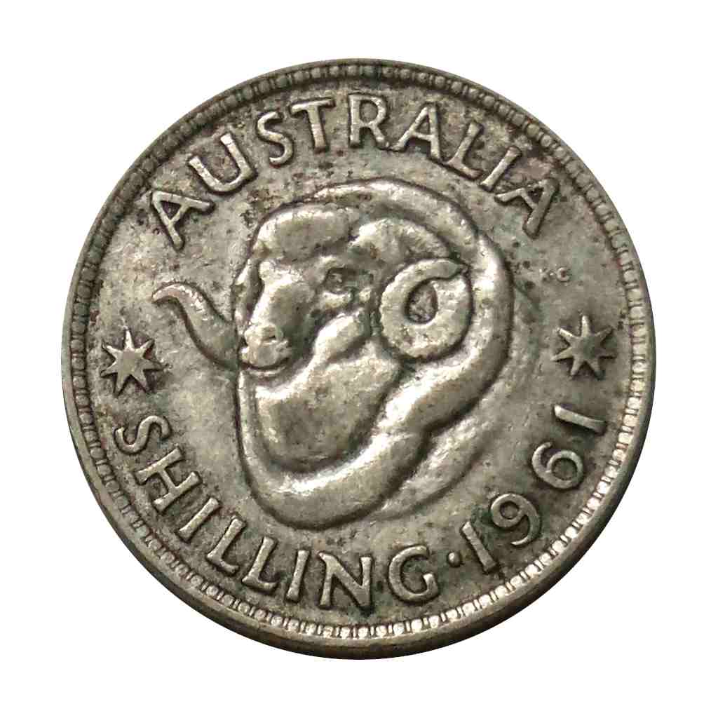 Australia Rams Head Silver Shilling With F:D Used - CoinStamp.in