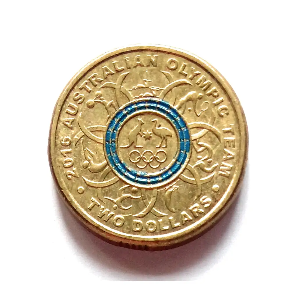 Australia Coins: 2016 Australian Olympic Team 2 Dollars, Blue