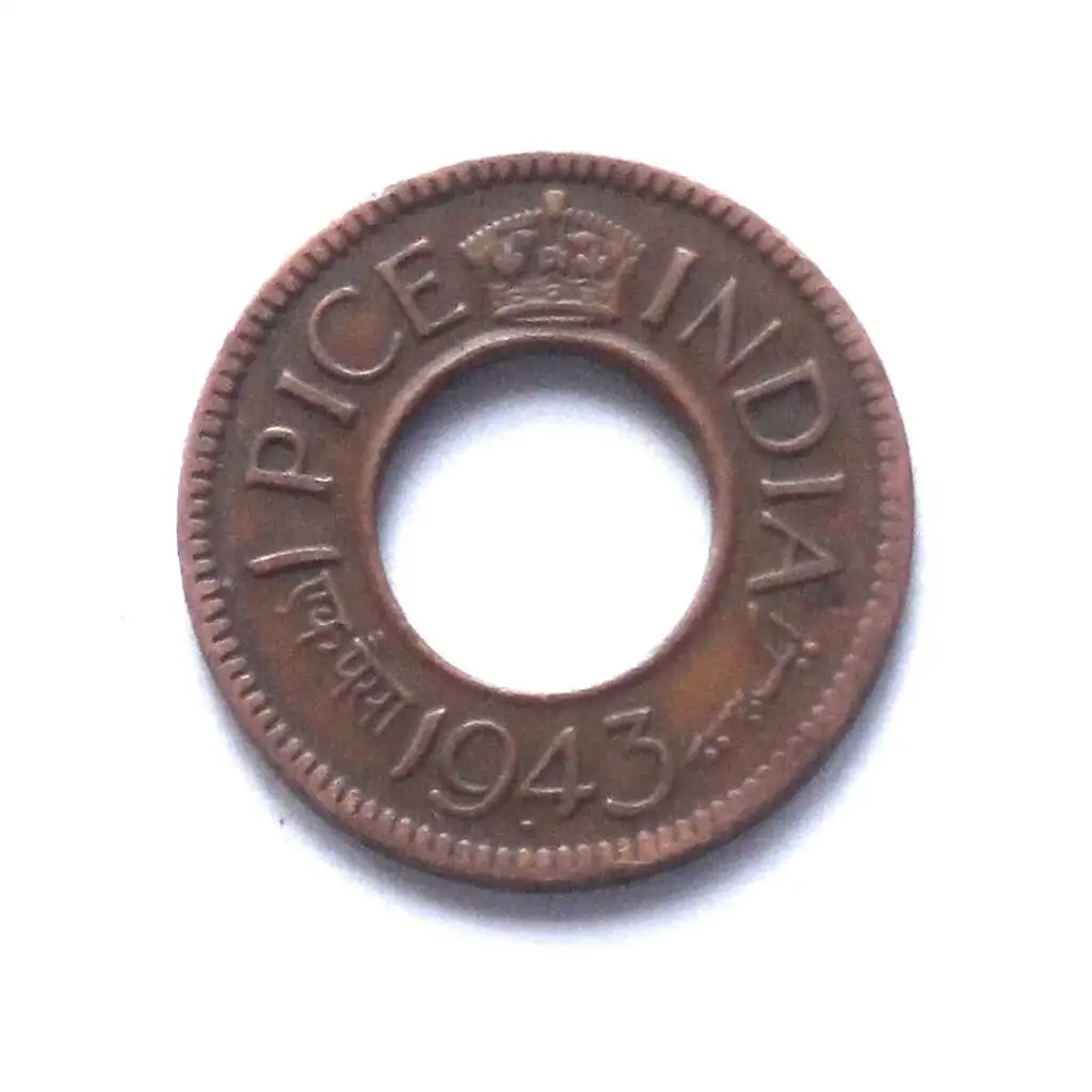 British Indian Coins: George VI Era 1 Pice Bronze Bombay Mint