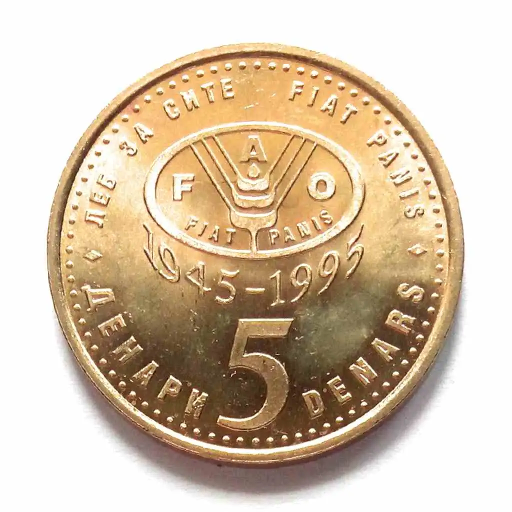 North Macedonia Coins: 5 Denari Commemorative - FAO, 1995