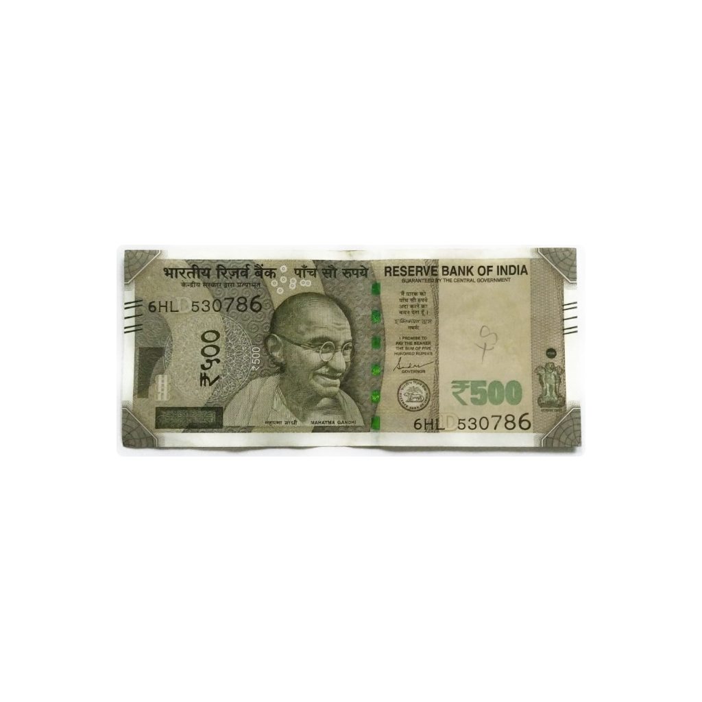 Indian Notes: 500 Rupees With Fancy No. 530786