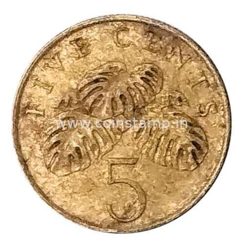 Asian Coins: Singapore 5 Cents - ribbon downwards 1992-2013